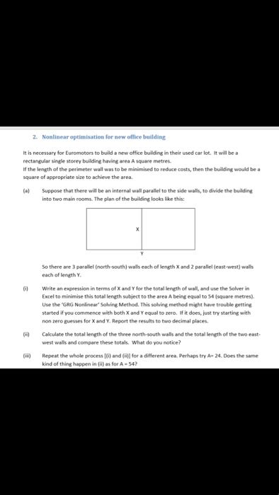 Solved 2 Nonlinear Optimisation For New Office Building It