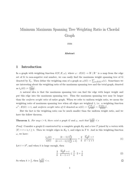 minimum maximum spanning tree weighting ratio in chordal graph pdf