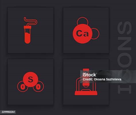 현미경 시험관 미네랄 Ca 칼슘 및 이산화황 So2 아이콘을 설정합니다 벡터 가열장치에 대한 스톡 벡터 아트 및 기타 이미지 가열장치 건강 진단 검은색 Istock