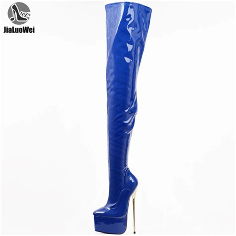 Jialuowei Thigh High Platform Boots Women 22cm Extreme High Heel Gold