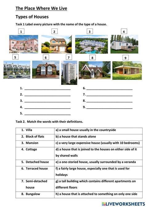 Types Of Houses Free Interactive Worksheets 1600409