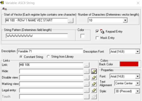 ascii string keypad not updating vision and samba plc hmi controllers and visilogic software