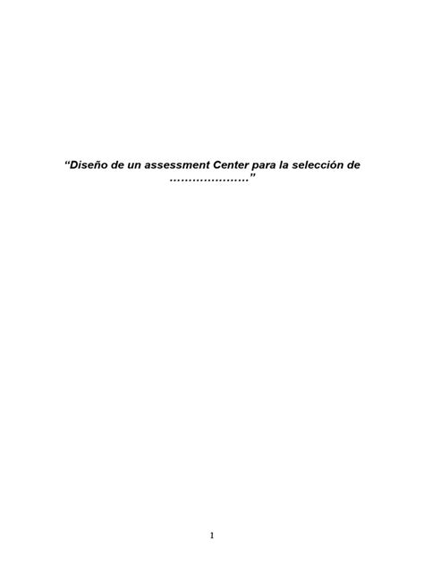 Diseno De Un Assesment Center Pdf Evaluación Gestión De Recursos