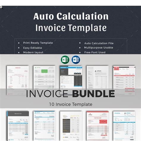 Auto Calculation Sets Invoice Template Auto Calculation Microsoft Excel Microsoft Word