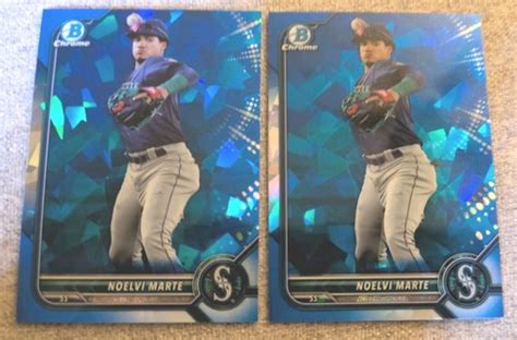 Noelvi Marte 2022 Bowman Chrome 2 Sapphire Prospects Bcp 63 Mariners