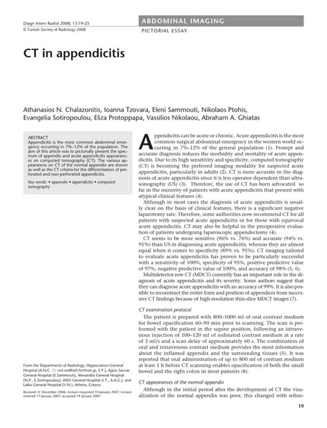 Pdf Ct Of Appendicitis