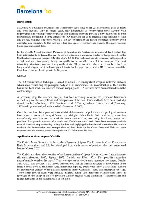 Pdf 3d Reconstruction Of The Cotiella Extensional Listric Growth