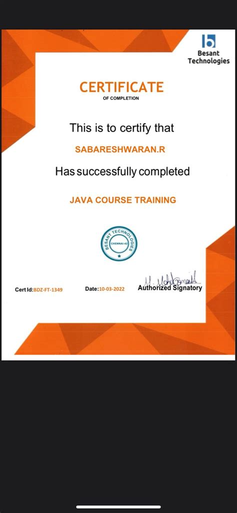 Sabareshwaran R On Linkedin Besanttechnologies Corejava Java Javajobs