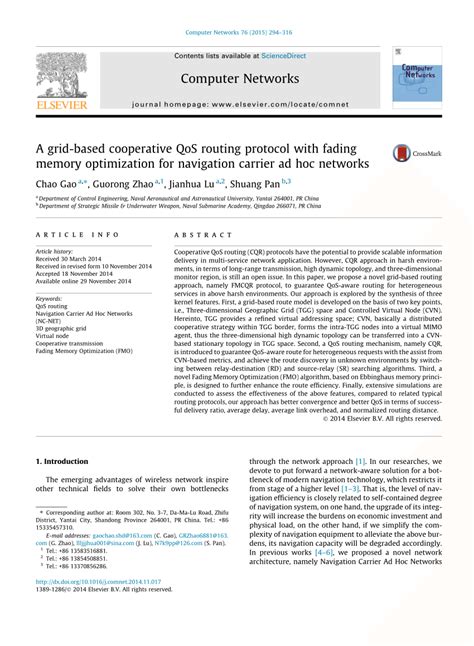 Pdf A Grid Based Cooperative Qos Routing Protocol With Fading Memory