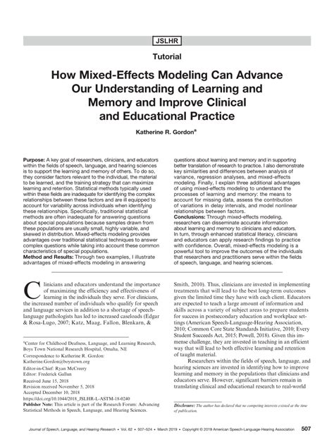 Pdf How Mixed Effects Modeling Can Advance Our Understanding Of