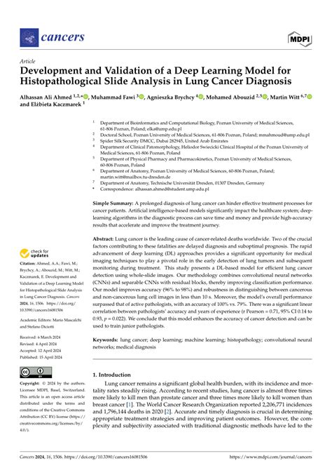 Pdf Development And Validation Of A Deep Learning Model For Histopathological Slide Analysis