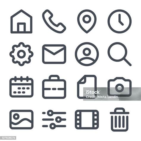 웹 사이트 굵은 줄 아이콘 모바일 응용 프로그램 아이콘 세트에 대한 탐색 아이콘입니다 아이콘에 대한 스톡 벡터 아트 및 기타 이미지 아이콘 쓰레기 발견 Istock