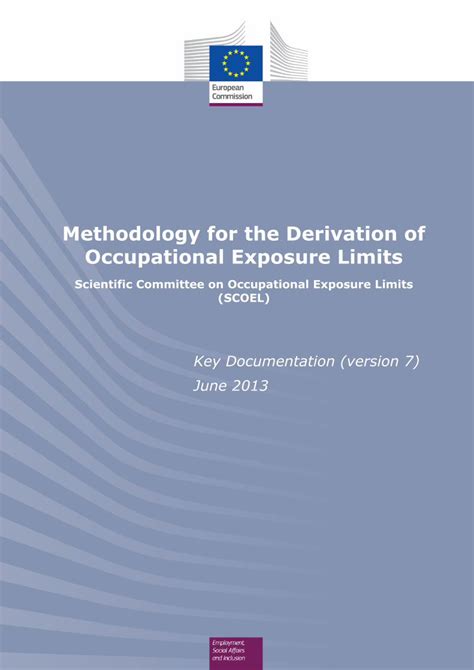 Pdf Methodology For The Derivation Of Occupational Exposure Limits Dokumen Tips