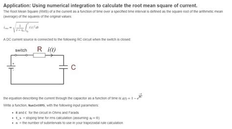 Solved Application Using Numerical Integration To Calculate