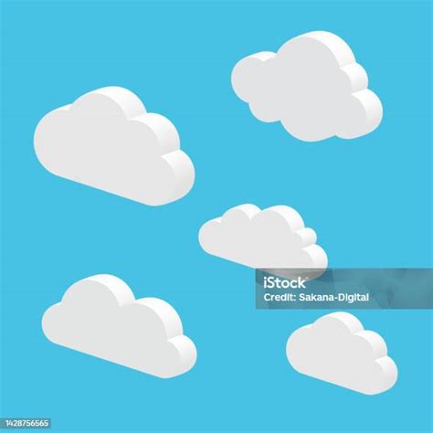 푸른 하늘에 대한 많은 구름 등각 효과의 벡터 일러스트 레이 션 구름에 대한 스톡 벡터 아트 및 기타 이미지 구름 등측투영법 3차원 형태 Istock