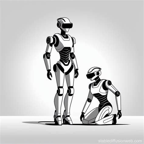Bipedal Robot And Exoskeleton Wearer Stable Diffusion Online