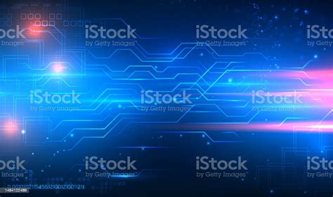 Interface Circuit Microchip On Technology Background With Light Effect Stock Illustration