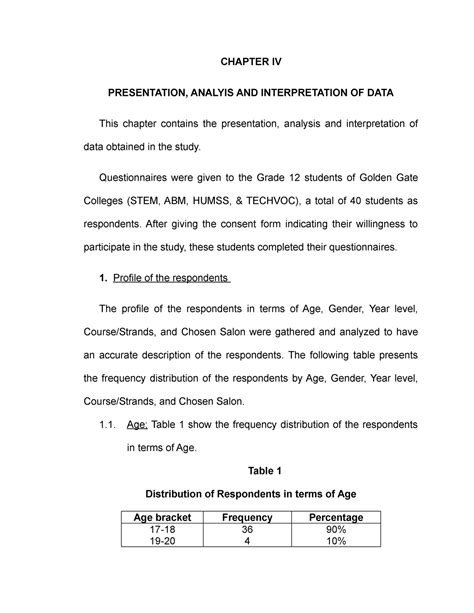 Chapter 4 Chapter Iv Presentation Analyis And Interpretation Of Data