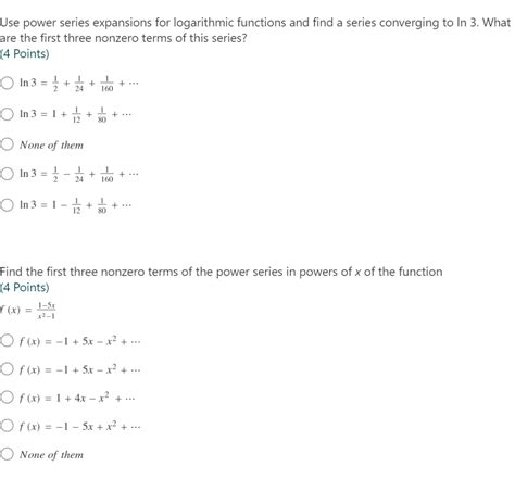 Solved Use Power Series Expansions For Logarithmic Functions