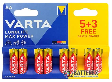 Батарейки щелочные АА Varta Longlife MAX Power Alkaline LR6 1.5V ...