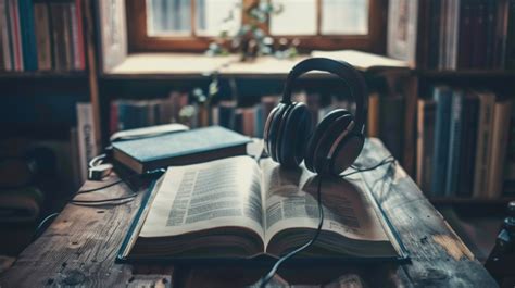 Audio Book Concept Image Hd Background Audio Headphones Book