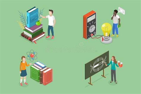 3d Isometric Flat Vector Illustration Of Physics Course Stock Vector