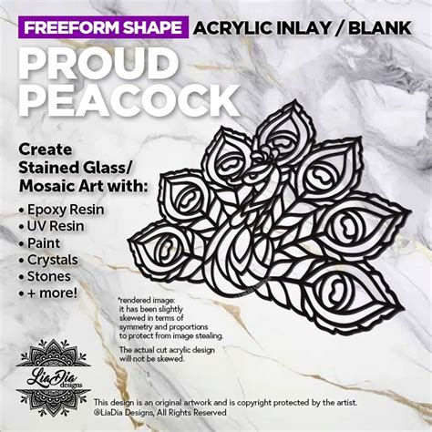 Proud Peacock Acrylic Blanks Stained Glass Style Art