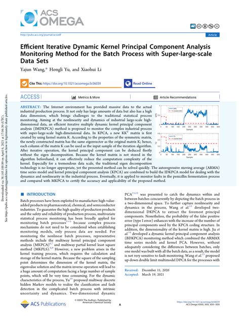 Pdf Efficient Iterative Dynamic Kernel Principal Component Analysis
