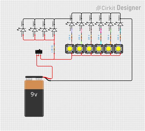 9v Battery Powered Led Array With Pushbuttons And Toggle Switch Control