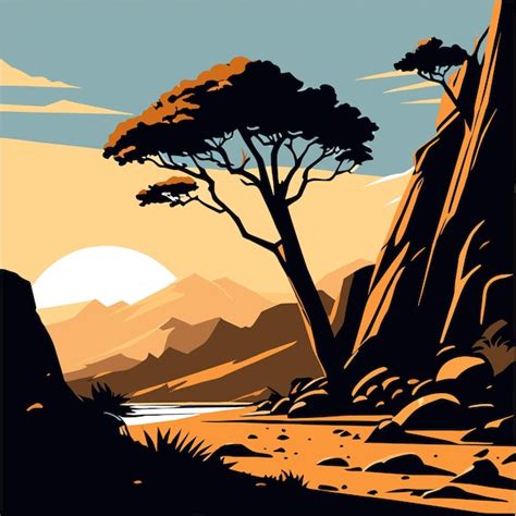 Premium Vector Beautiful Shot Of A Deserted Area With A Boulder Rock