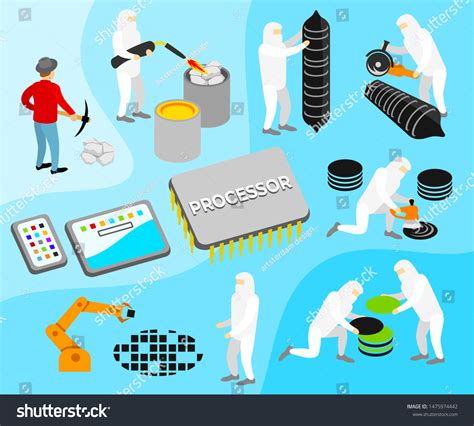 Processor Cpu Manufacturing Process Illustration Technology Stock