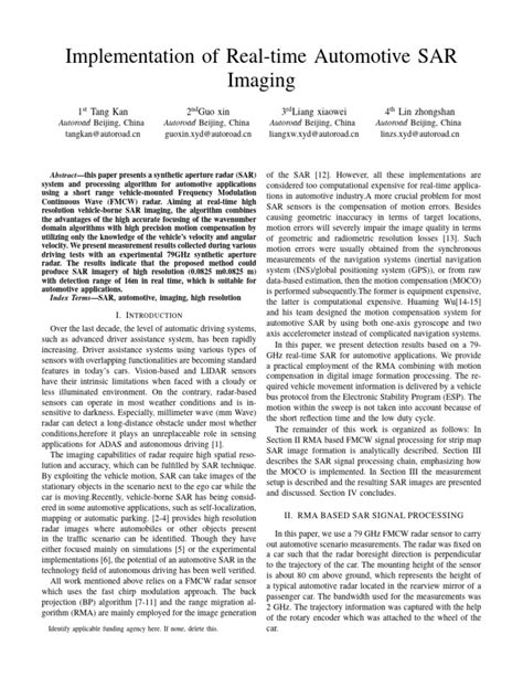 Implementation Of Real Time Automotive Sar Imaging Pdf