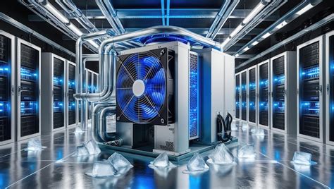 Server Room Cooling System With Large Industrial Fan And Ice Blocks