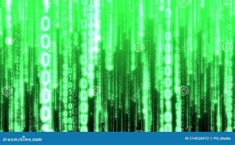 Green Binary Code Falling Down Matrix Concept 3d 4k Animation