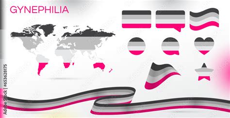 Gynephilia Flag Lgbt Pride Month In June World Map Lesbian Gay