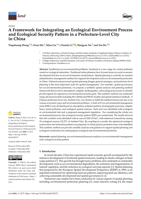 Pdf A Framework For Integrating An Ecological Environment Process And Ecological Security