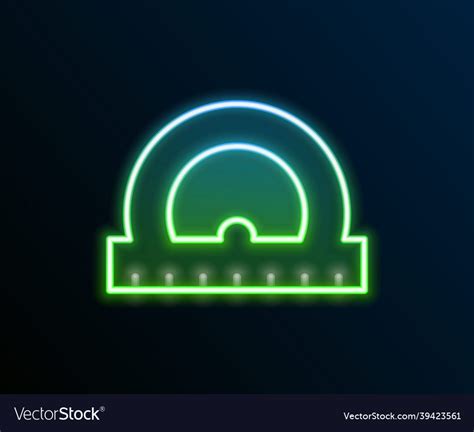 Glowing Neon Line Protractor Grid For Measuring Vector Image