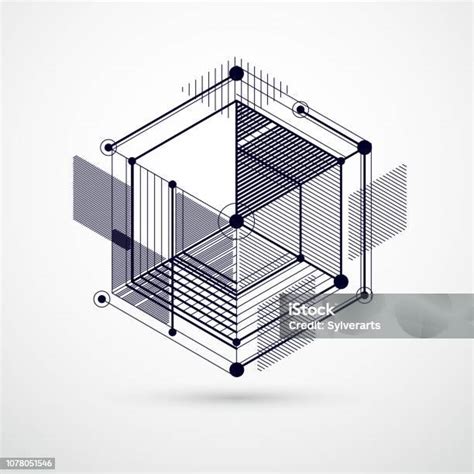 큐브 및 다른 요소와 추상적인 기하학적 벡터 흑백 배경 큐브 육각형 사각형 직사각형 및 추상적인 요소의 구성 디자인에 대 한 완벽 한 배경 0명에 대한 스톡 벡터 아트 및