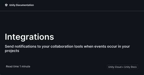 Integrations • Unity Cloud • Unity Docs