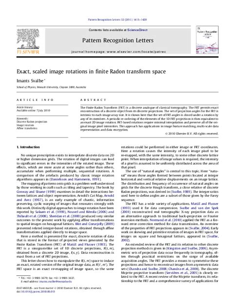 Pdf Exact Scaled Image Rotations In Finite Radon Transform Space