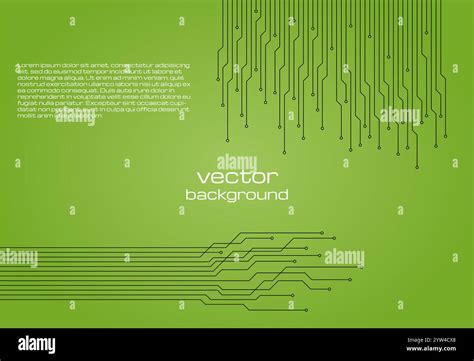 Abstract Technological Green Background With Elements Of The Microchip Circuit Board Background