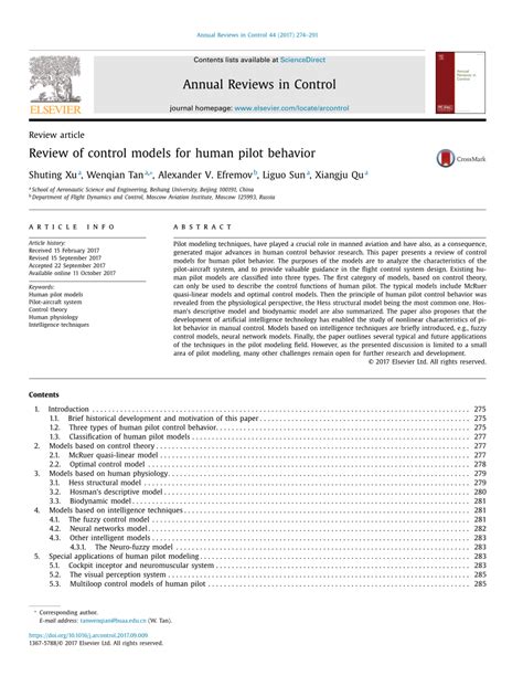 PDF Review Of Control Models For Human Pilot Behavior