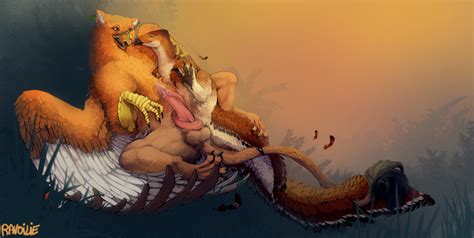 Rule 34 2020 Avian Balls Beak Blaze Digital Media Artwork Dinosaur Dromaeosaur Duo Feral