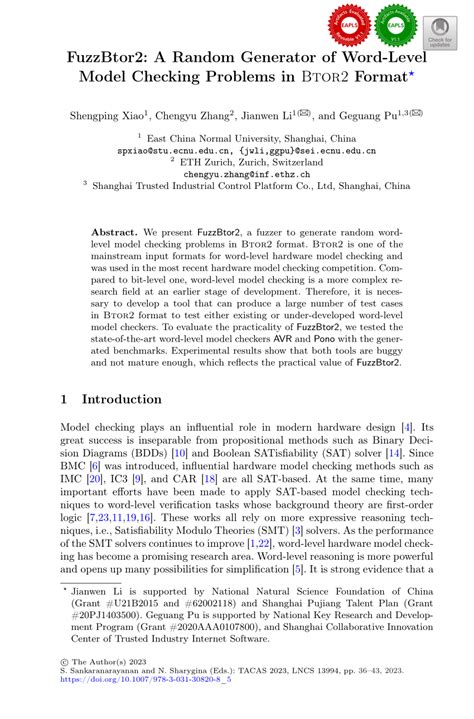 Pdf Fuzzbtor2 A Random Generator Of Word Level Model Checking