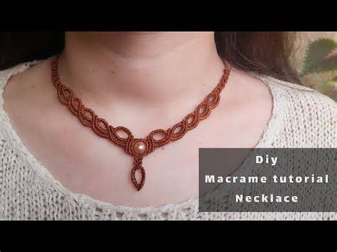 Diy macrame necklace How to make a thread necklace with beads tutorial micro maćrame Macrame