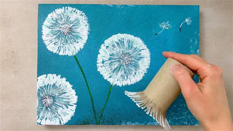 Як намалювати кульбаби рулоном туалетного паперу Легка техніка малювання для початківців Youtube