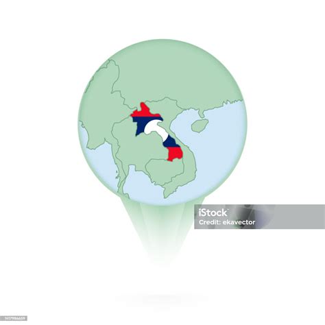 라오스지도 라오스지도와 깃발이있는 세련된 위치 아이콘 0명에 대한 스톡 벡터 아트 및 기타 이미지 0명 그림자 기 Istock