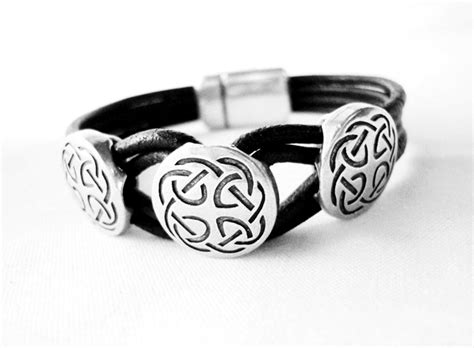 Celtic Knot Bracelet Women Or Men Leather Bracelet Celtic Etsy