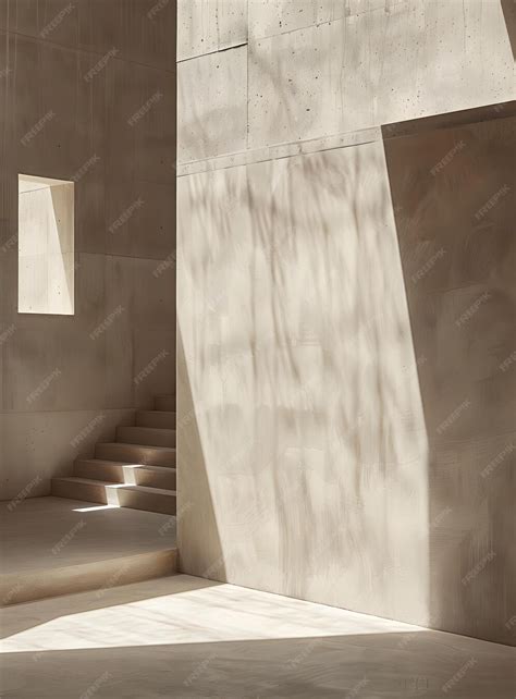 Minimalist Concrete Architecture Interior With Staircase And Light