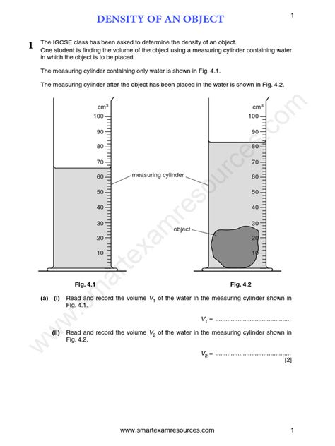 1 2 4 Density Of An Object Set 1 Qp Ms Pdf Density Volume